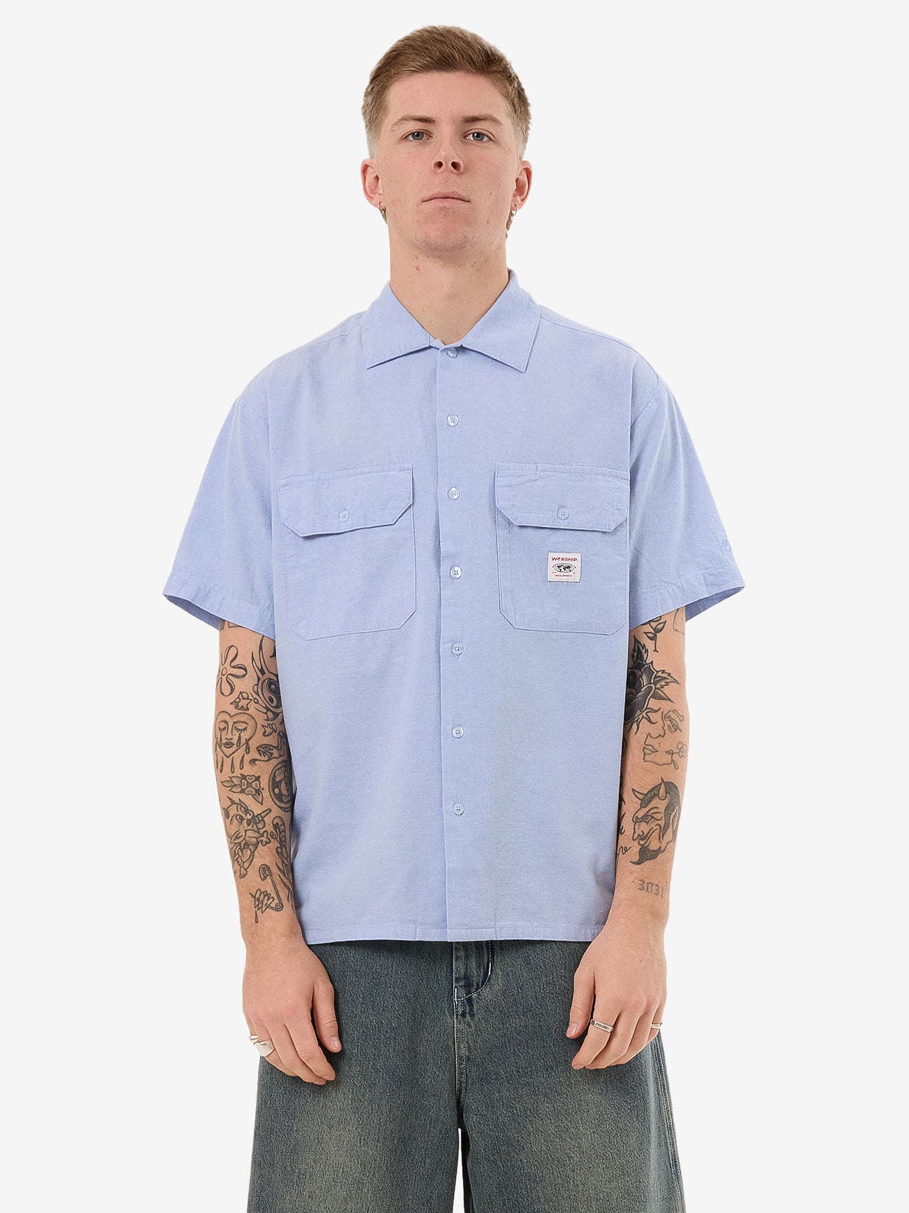 Service Work Shirt in Blue | Worship Supplies